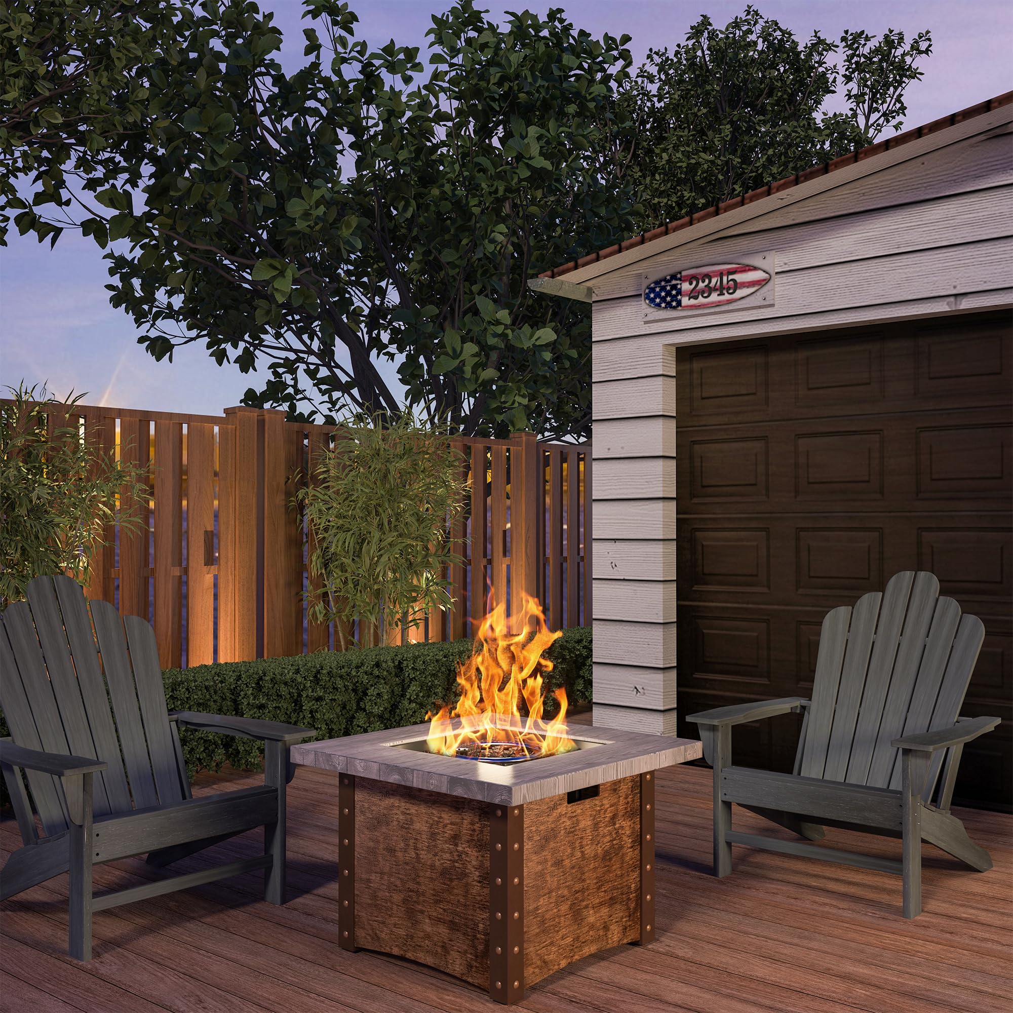 CASAINC 36'' Propane Fire Pit Table, Outdoor Gas Fire Pit 50,000 BTU Round Fire Table Patio Smokeless Firepit Table for Outside, Lid and Lava Rock, Waterproof Cover, CSA Certification-Gray