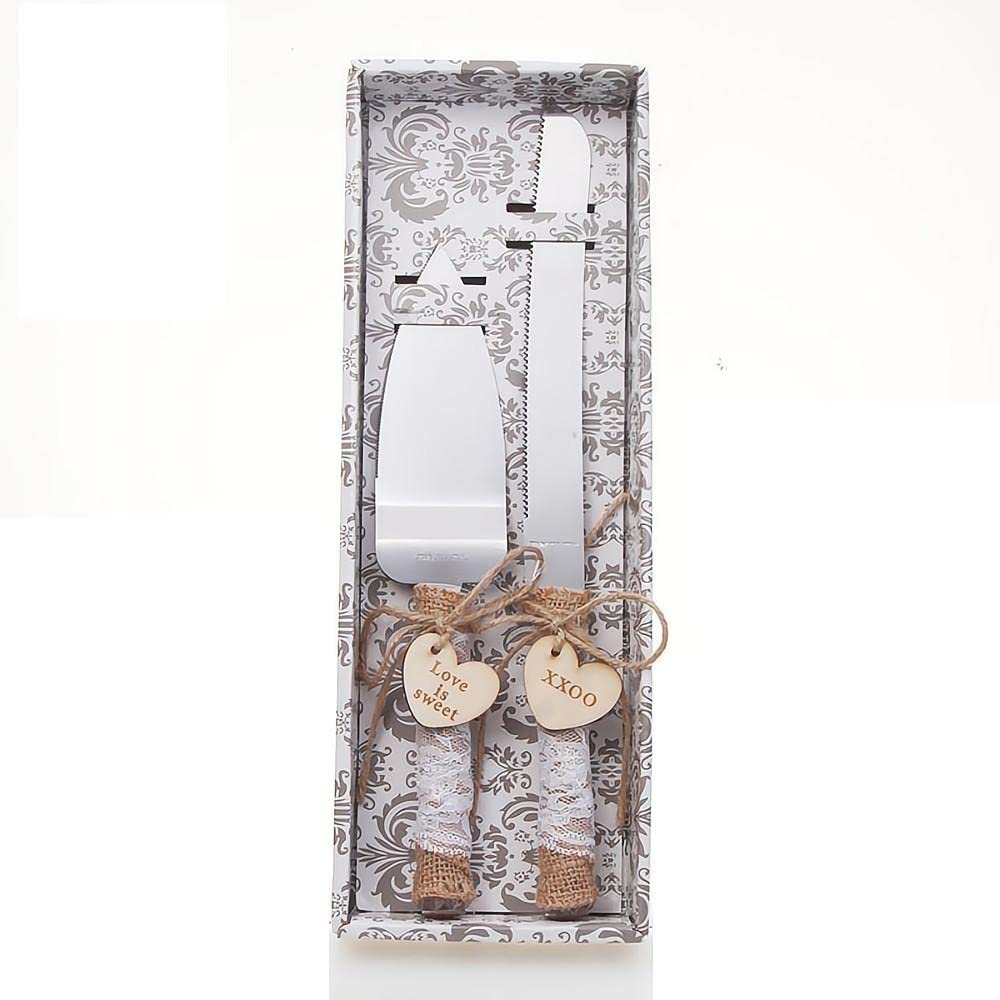 Country Style Wedding Cake Knife Shovel Server Set Silverware Stainless Wedding Party Thanksgiving Christmas (H)