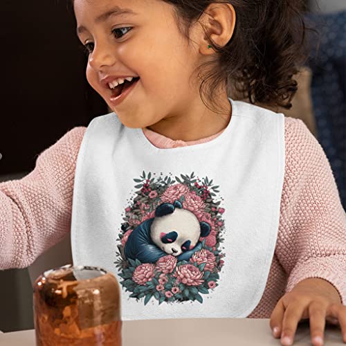 Flower Panda Baby Bibs - Cartoon Baby Feeding Bibs - Beautiful Bibs for Eating