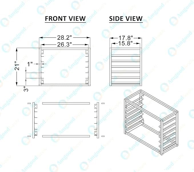 Express KitchQuip 28" x 18" x 21" Aluminum Wall Mounted Sheet/Bun Pan Rack | Fits 6 Full-Size Sheet Pans | Commercial-Grade Perfect for Bakeries, Restaurants, and Catering Kitchens | NSF Certified |