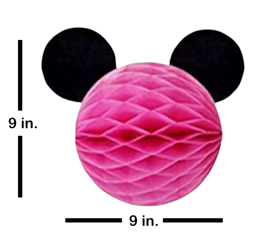 Minnie Birthday Party Decorations - Minnie Inspired Honeycomb Hanging Mouse Ears - Cartoon Mouse Birthday Decorations - 6 Minnie Honeycomb Balls by Jolly Jon (Honeycomb Only)