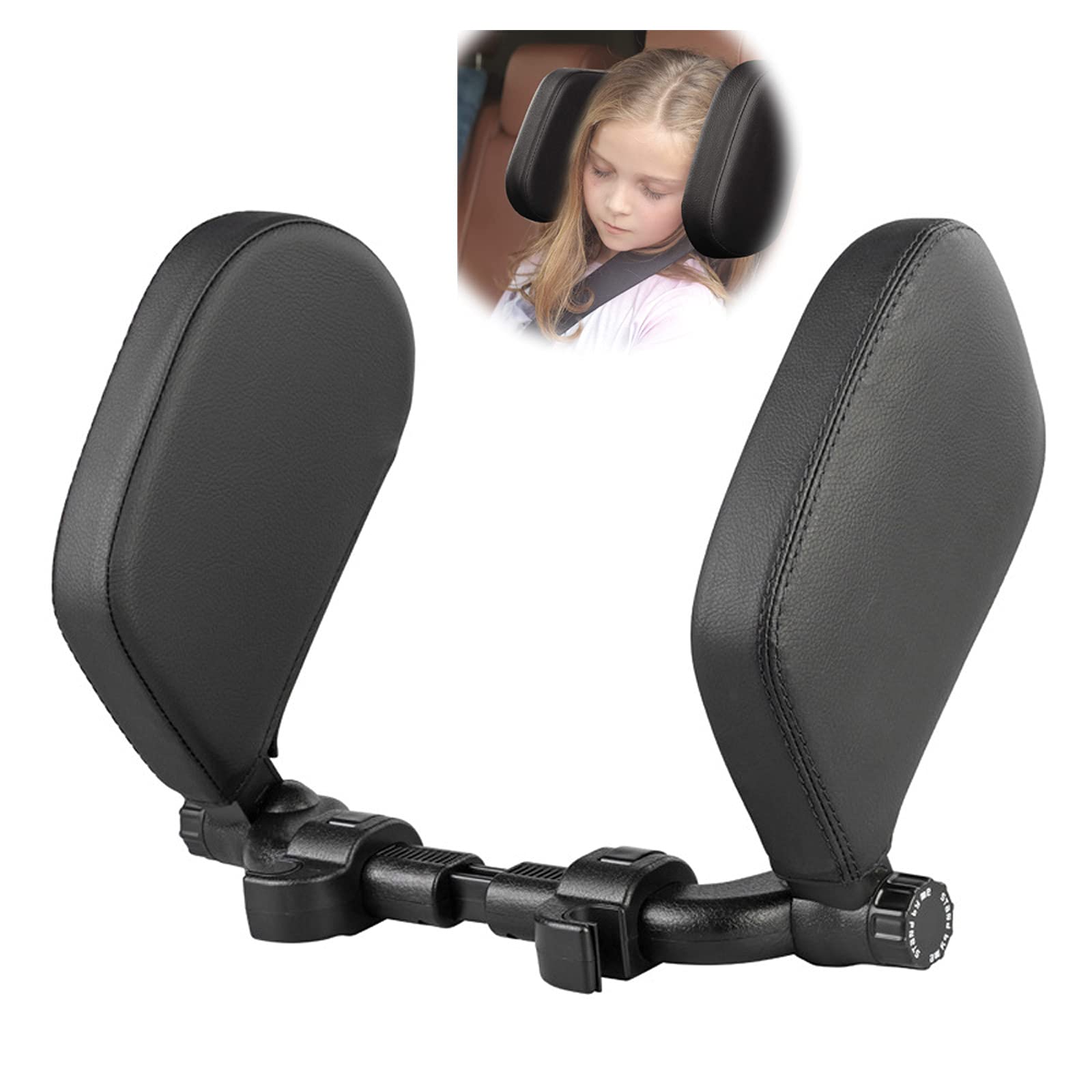 Car Headrest Pillow Road Pal Headrest Car Seat Head Neck Support Adjustable Headrest Neck Support for Kids Adults (Black)