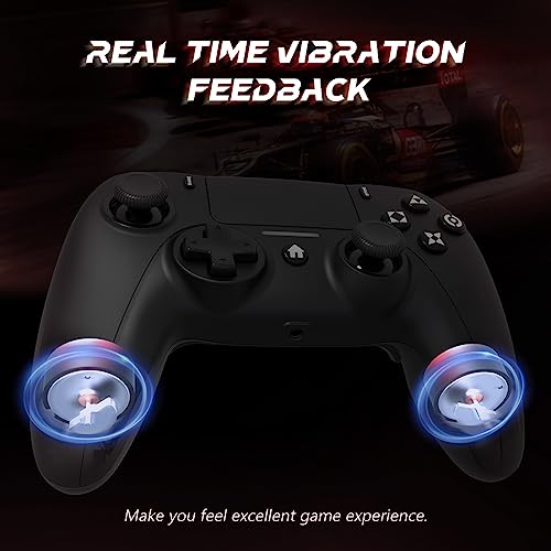 ShanWan Wireless Controller for ps4/PS4 Silm/PS4 pro. Wireless Remote Gamepad Compatible with iOS/PC/Android. Built-in 600mAh Battery with Double Shock/3.5 mm Audio jack/6-axis Motion Sensor/Programmable Back Buttons(black)