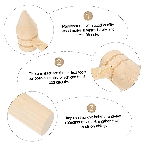 Mini Crab Mallet 10 Pcs small wooden hammer wood tools puzzle for developmental Wooden Beat Hammers wooden cake mallet Seafood Hammers bulk gavel hammer crab sticks