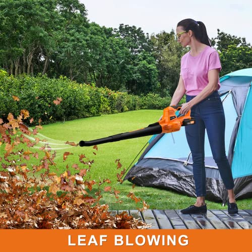 SnapFresh Leaf Blower -20V Cordless Leaf Blower with Battery & Charger, Electric Leaf Blower for Yard Cleaning, Lightweight Leaf Blower Battery Powered for Snow Blowing (Battery & Charger Included)