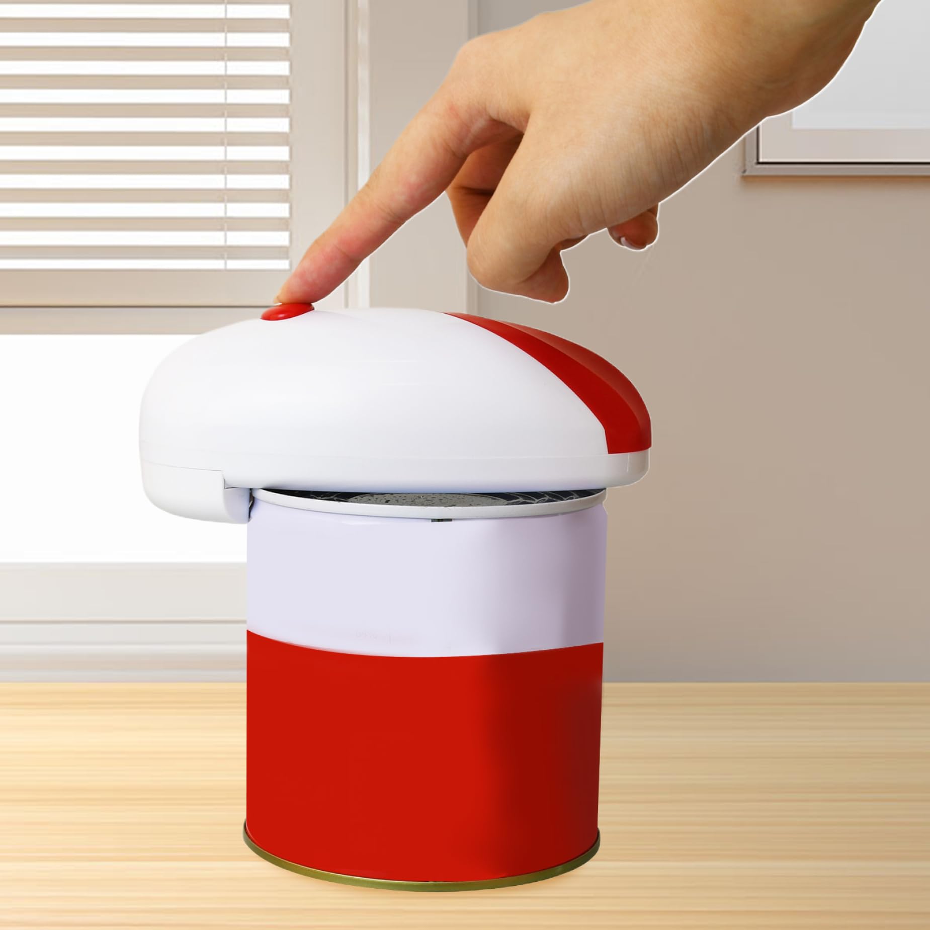Electric Can Opener for Any Can Sizes Hand Food-Safe Automatic Can Opener Portable Battery Operated Can Openers for Seniors with Smooth Edge Red