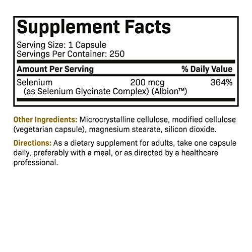 Futurebiotics Selenium 200 mcg - Selenium Amino Acid Complex - Essential Trace Mineral with Superior Absorption, Non GMO, 250 Capsules