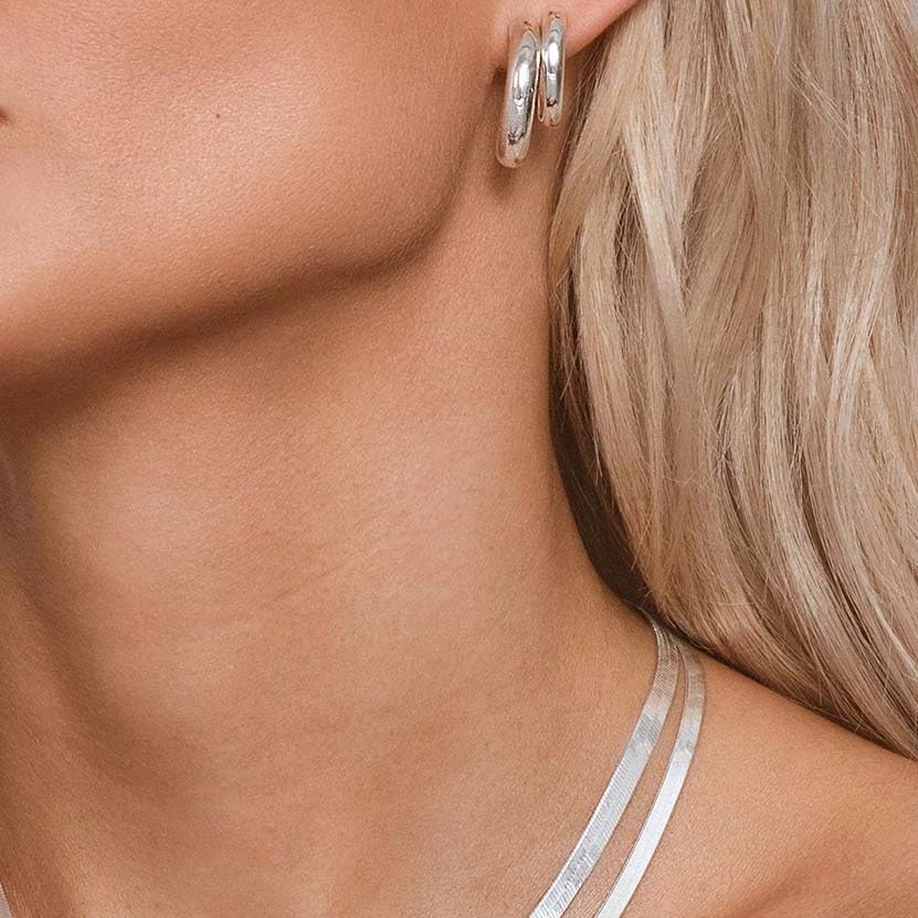 CONRAN KREMIX Thick Silver Chunky Hoop Earrings Lightweight Open Hoops For Women 20MM