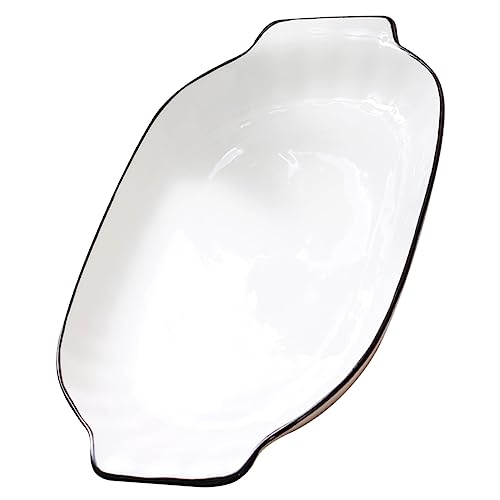 Hemoton 2pcs Bread Cheese Bread Baking Pan Cake Baking Pans Ceramic Baking Dish Cooking Pan Broiler Pan for Oven Ceramic Bakeware Hotel Ceramic Bakeware Appetizer Ceramic Bowl Plate Salad