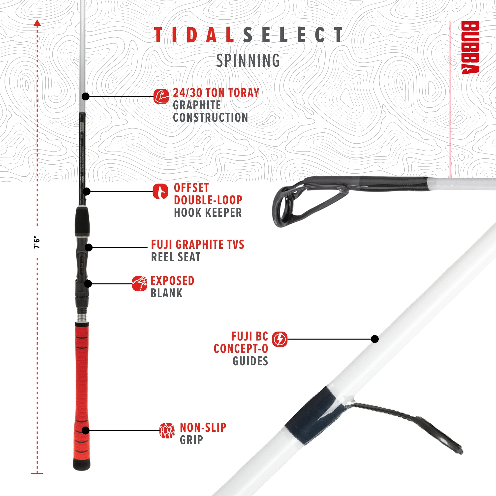 BUBBA TS761HF-S Tidal Select Spinning Rod