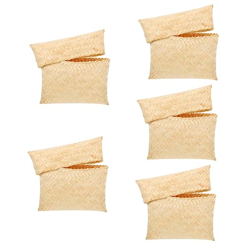 Hemoton 5pcs Bamboo Pillow Gift Box Pallet Racking Tablescape Decor Thai Sticky Rice Pillow Box Woven Sundries Basket Small Bamboo Woven Box Desktop Organizer Woven Baskets for Storage