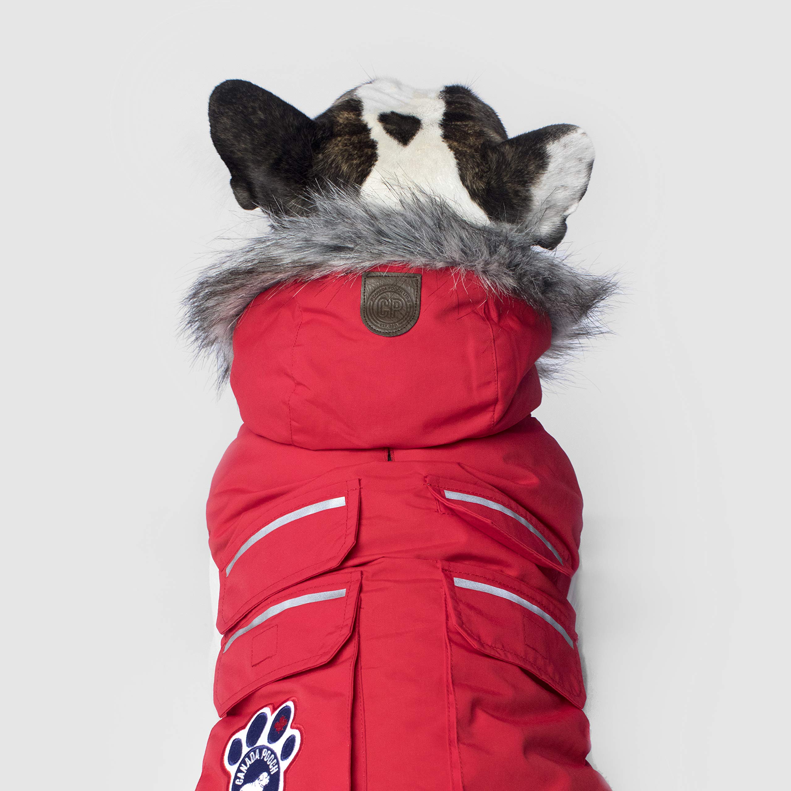 Canada Pooch Dog Winter Vest with Water-Resistant Insulation Down Jacket for Warmth Comfortable Winter Dog Coat with Fleece Lining Easy On Velcro Closure for Small Medium Large Dogs - Red/Size 12