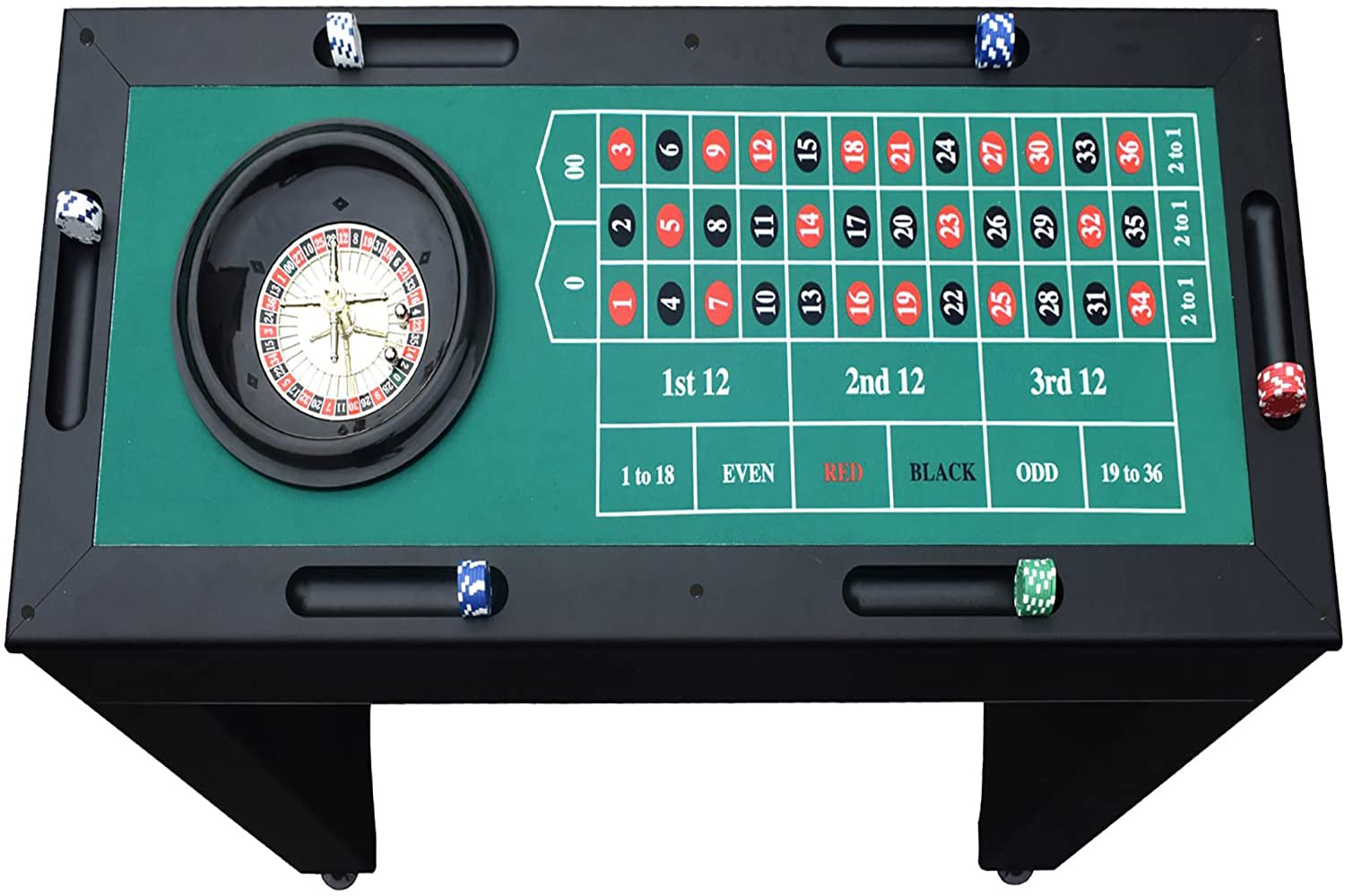Hathaway unisex adult Classic Monte Carlo 4 in 1 Casino Game Table, Black, Craps and Bar Table Includes Accessories US