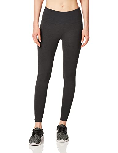 Spalding Women's Misses Activewear High Waisted Cotton/Spandex Ankle Legging, Charcoal Heather, S