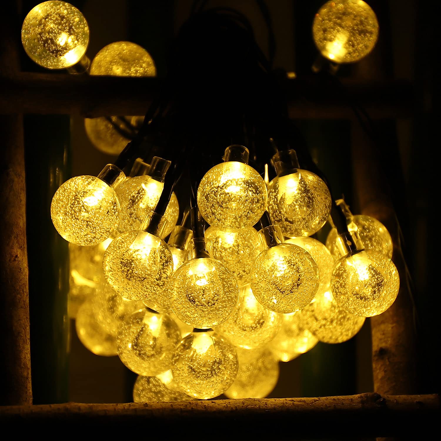 SIVMIG Solar String Lights 60 Led 36 Feet Crystal Globe Lights with 8 Lighting Modes, Waterproof Solar Powered Patio Lights for Garden Yard Porch Wedding Party Festival Decor, Warm White