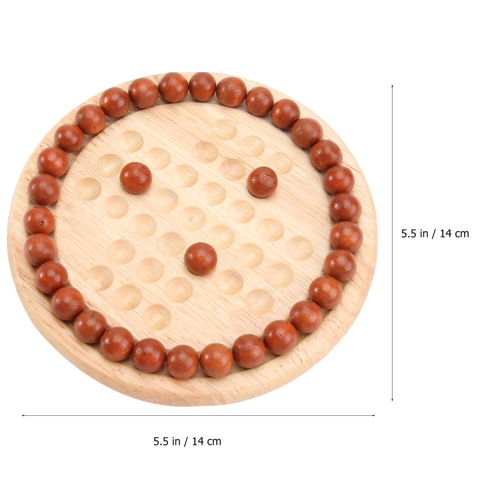 NUOBESTY Wooden Solitaire Board Game Brain Game Set Solitaire Chess Bead Wood Marbles Chess Puzzle Peg for Students Adults（14x14x2.8 cm）