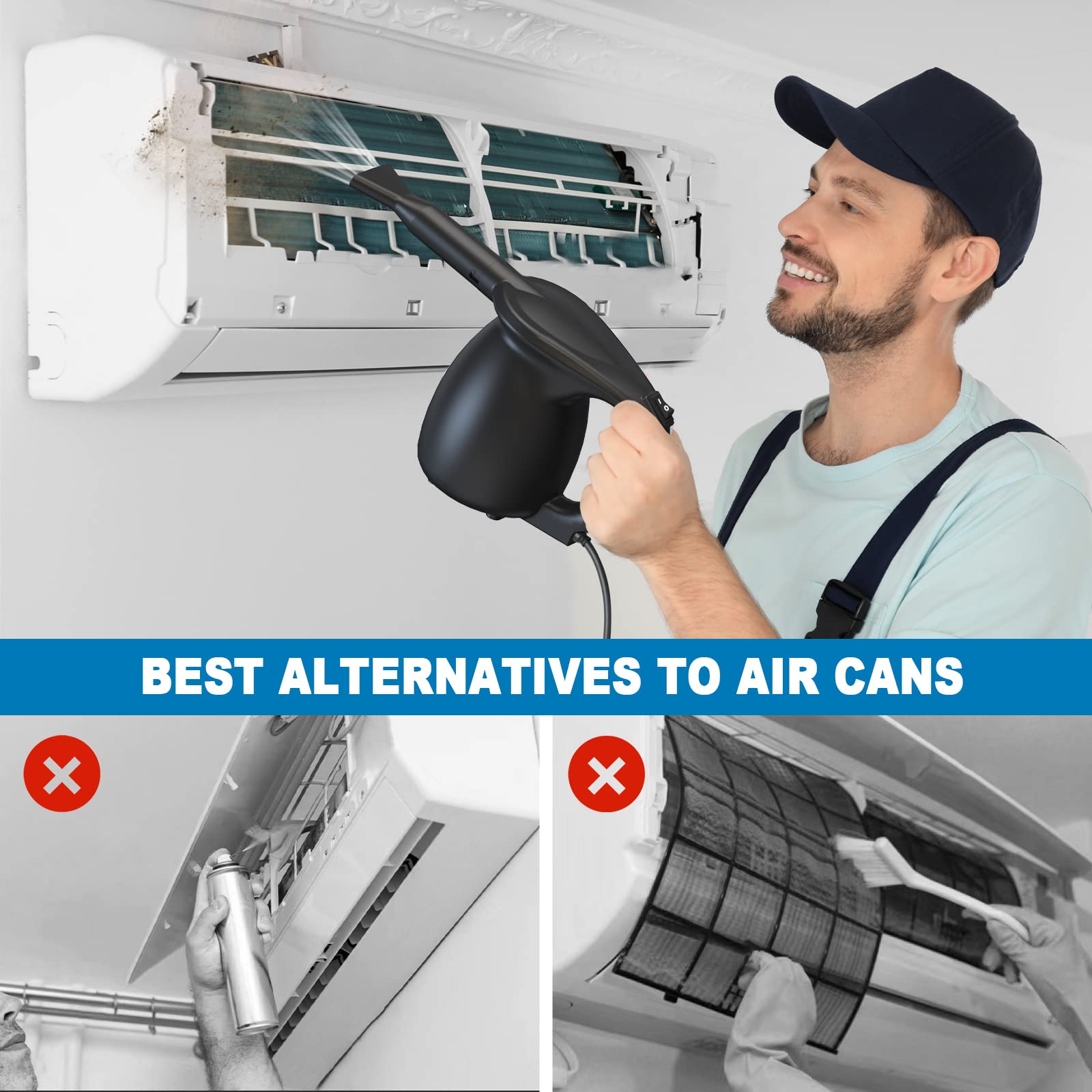 Electric Compressed Air Duster for Computer Keyboard Cleaning, 40000RPM Powerful Air Blow Dust Cleaner, Multi-Use Reusable Duster Replaces Air Cans