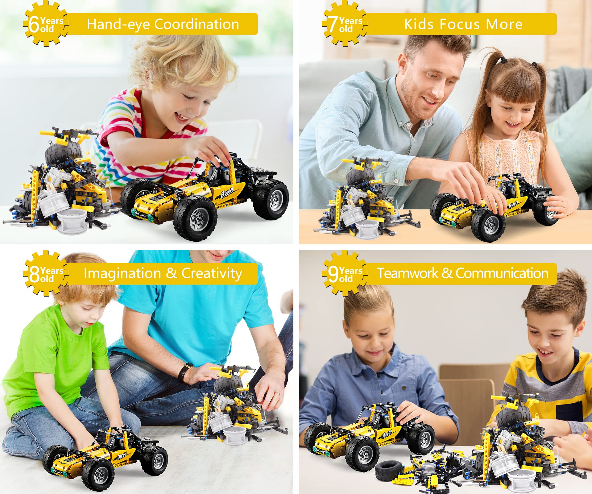 STEM Building Toys Remote Control Car Boys Girls Birthday Xmas Gifts Aged 6 7 8 9 10+Early Science Engineering Learning Technic Sets Buggy 522 pcs