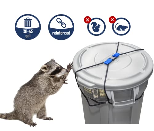 KiinHome Trash Can Lock (2 Pack) Bungee Cord for Outdoor Garbage Can Lid, Animal Proof Garbage Lid Lock (Works for Dogs, Bears, Raccons), Heavy Dutty Elastic Strap. (Trash Can NOT Included)