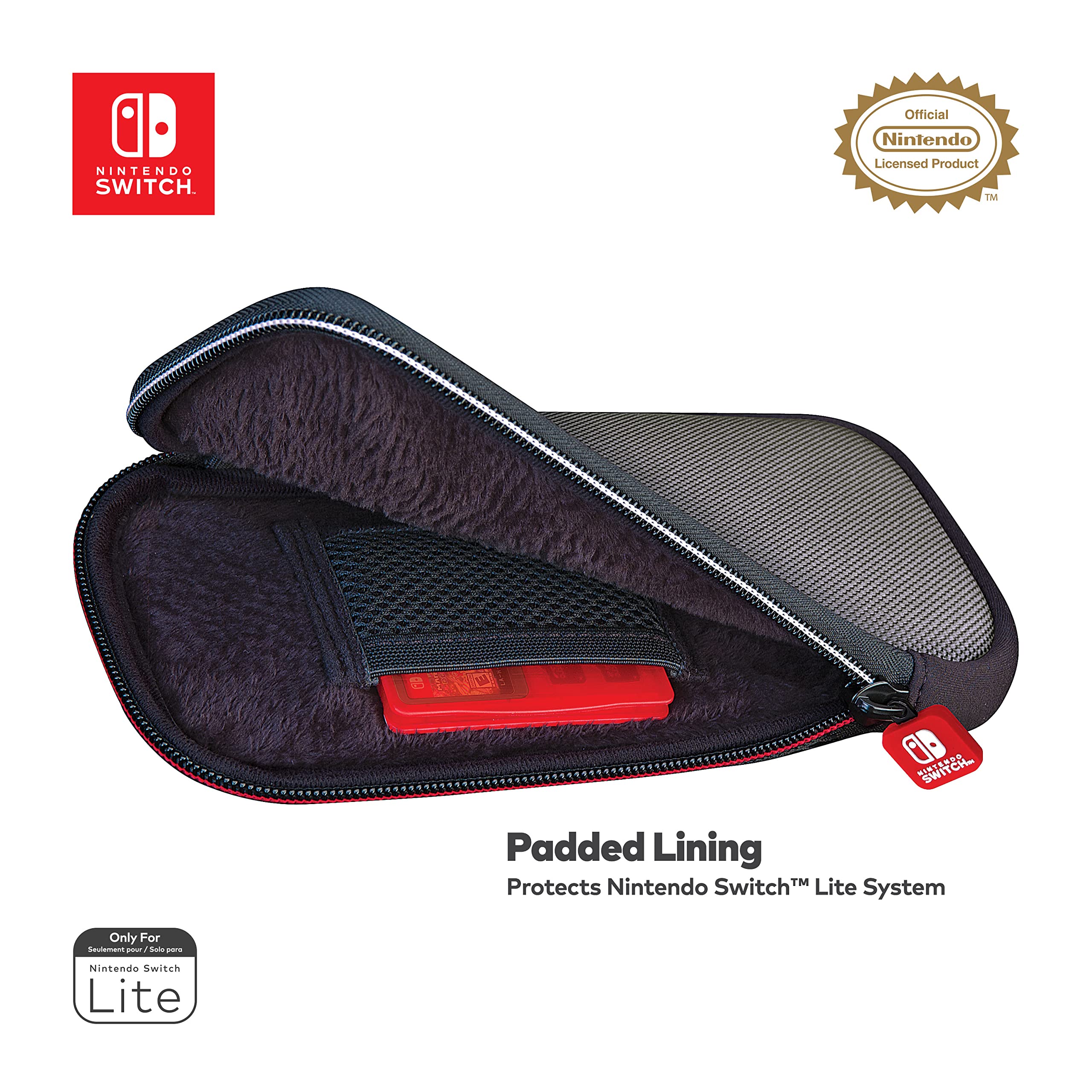 Nintendo Switch Lite Case - Slim Carrying Case for Switch Lite, BONUS Game Case, Licensed by Nintendo, Protective Ballistic Nylon Exterior with a Padded Soft Micro-Fiber Interior