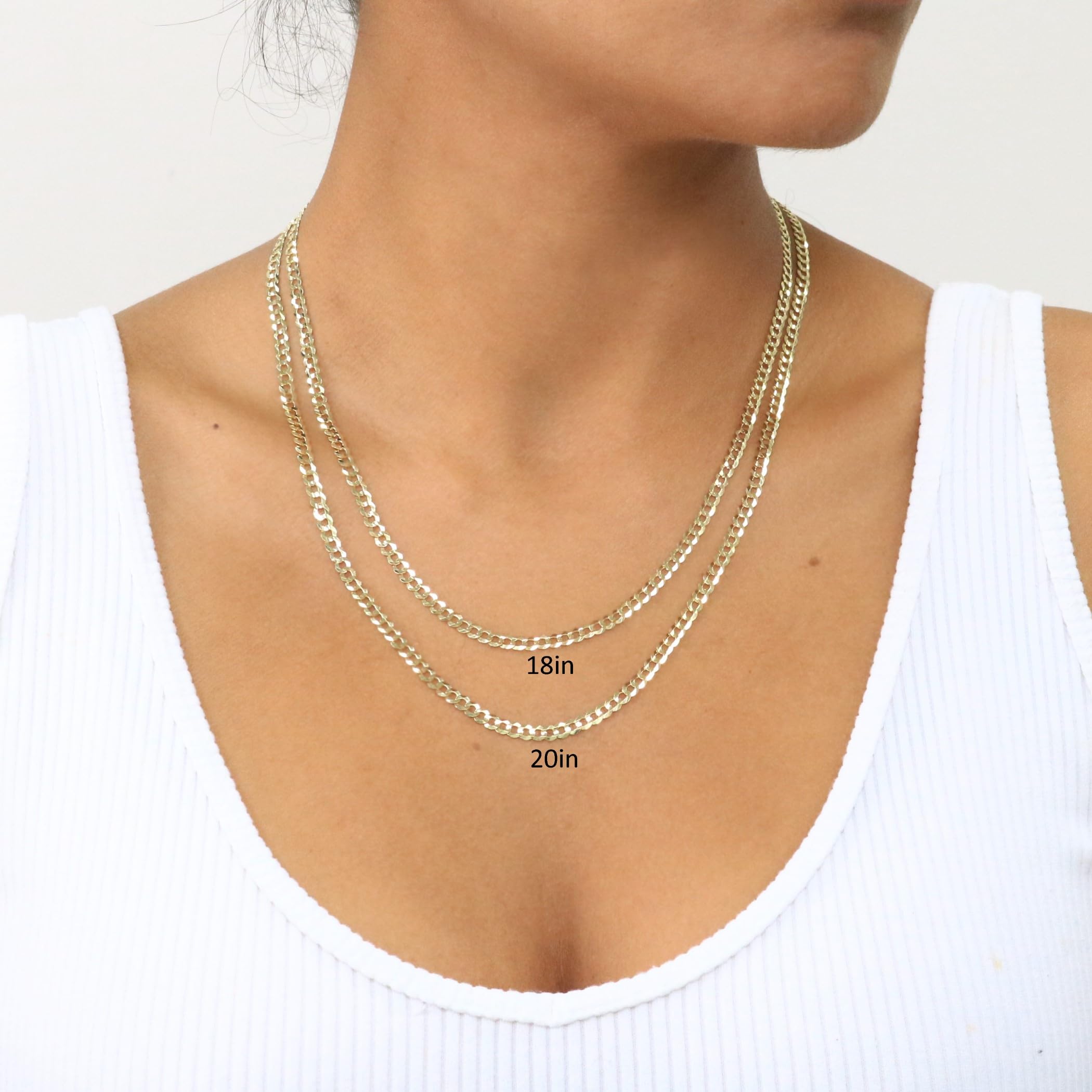 Nuragold 10k Yellow Gold 4mm Solid Cuban Curb Link Chain Pendant Necklace, Mens Womens Jewelry 16" 18" 20" 22" 24" 26" 28" 30"