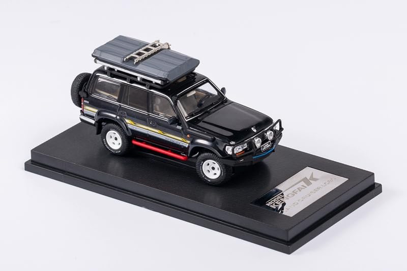 FloZ for KengFai for Toyota for Land Cruiser for LC80 Off-Road Vehicle Pearl Black Off Road Edition 1:64 Truck Pre-Built Model