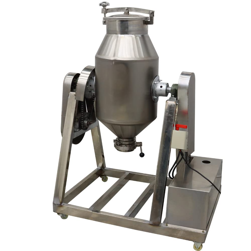 HayWHNKN 60L Dry Powder Mixer Blender Drum Particle Blender Mixing Machine 360°Rotation Metal Metallurgy Powder Blender for Feed Particle Granual 110V 2.2kw
