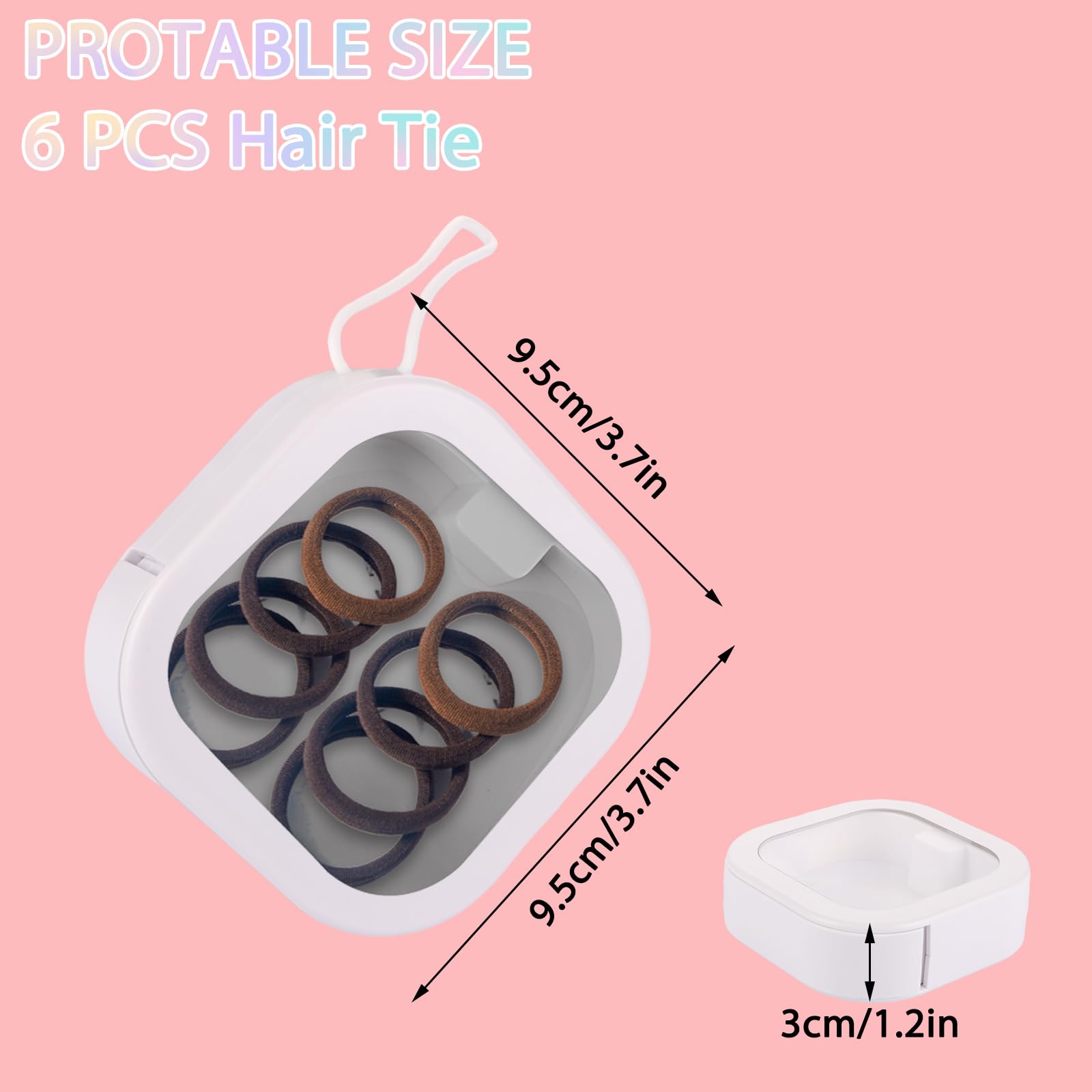 GBACHOOSE 6PCS Hair Tie Organizer, Small Portable Hair Tie Holder Hair Tie Container, Stackable Hair Tie Holder Hair Tie Storage Hair Tie Organizer Travel(Pink & White)