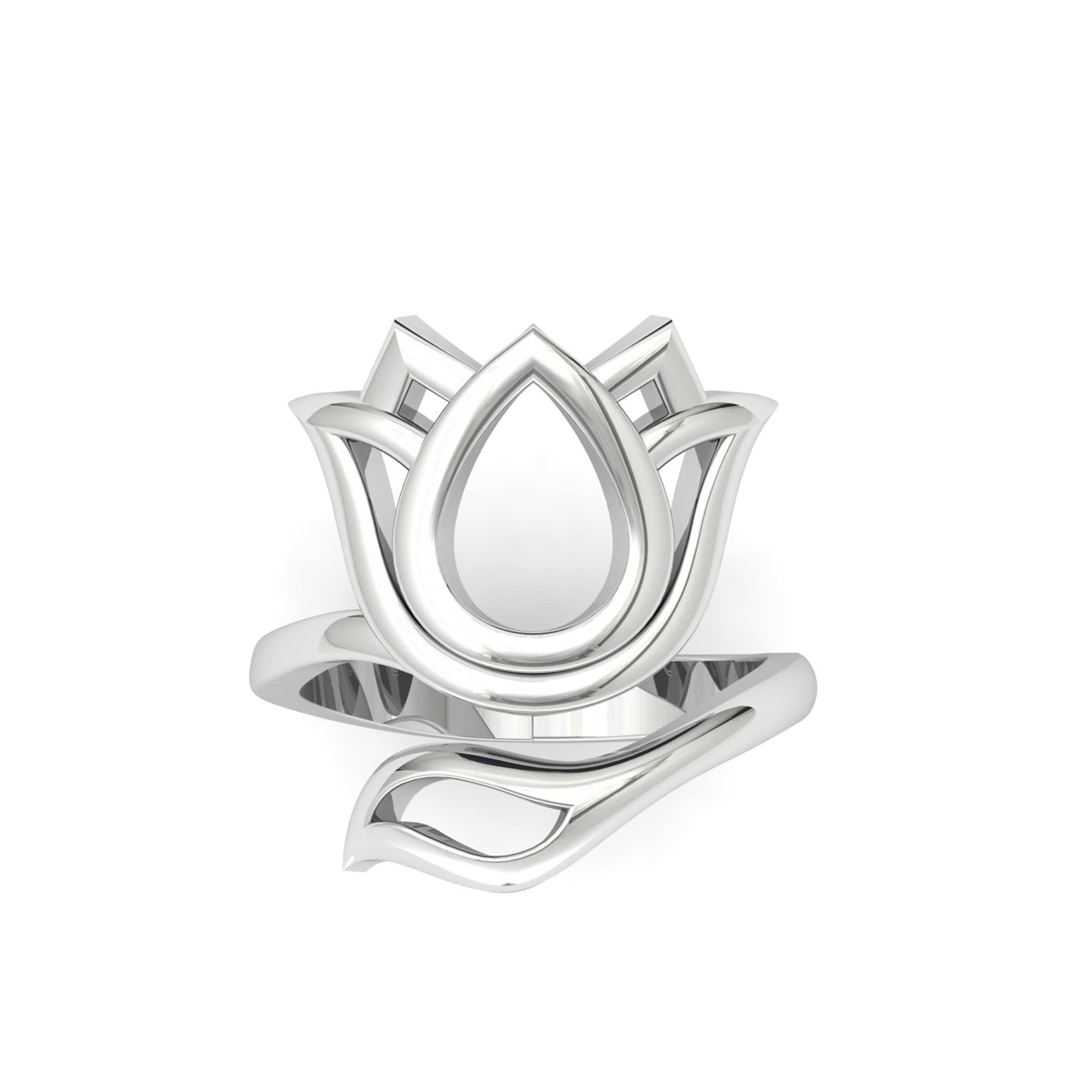 DHRUVANSH CREATIONS Cute Lotus Flower Engagement Ring ⢠Spiritual Ring Sterling Silver ⢠Gifts for Her (7, Silver)