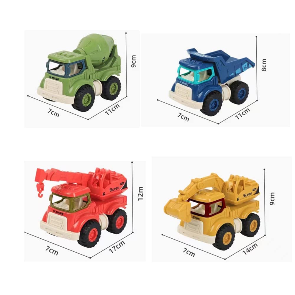 Construction Vehicle Toys Plastic Construction Excavator Tractor Dump Truck Play Cars Toy Trucks for Boys(4 Packs)