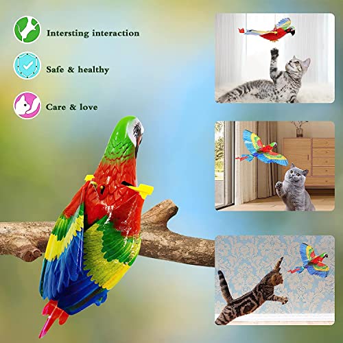 Flying Bird cat Toy, Simulated Bird Interactive cat Toy, Simulated Flying Bird Hanging pet Toy, Interesting Hanging Rotating pet Toy (with Light and Music)