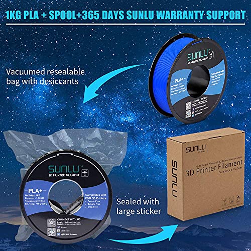SUNLU PLA+ Filament 1.75mm 10KG PLA Plus 3D Printing Filament for 3D Printer & 3D Pens Tolerance Accuracy +/- 0.02 mm, 11x1KG (3 Colors)