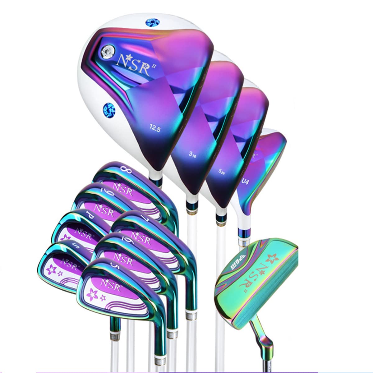 Complete Golf Clubs Sets for Men 12 Piece Includes Golf Driver #3 Fairway Woods, 4 & #5 Hybrid, 6-9 Irons, Pitching & Sand Wedge, Putter