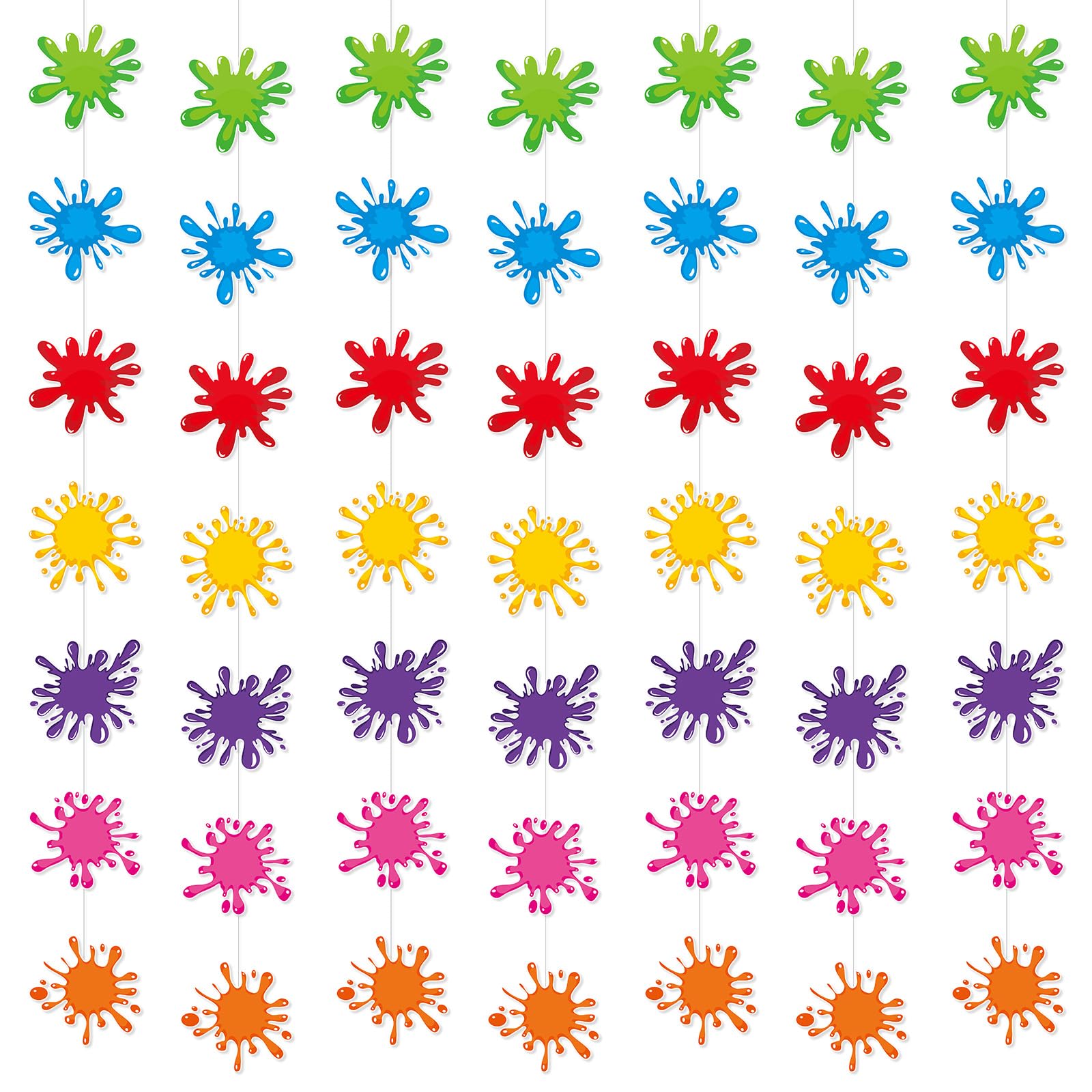 Duraaamo 8 Pcs Colorful Art Paint Party Decorations Paint Splatter Hanging Garland Paper Slime Painting Banners for Art Theme Birthday Party Decoration Baby Shower Slime Party Supplies Ceiling Decor