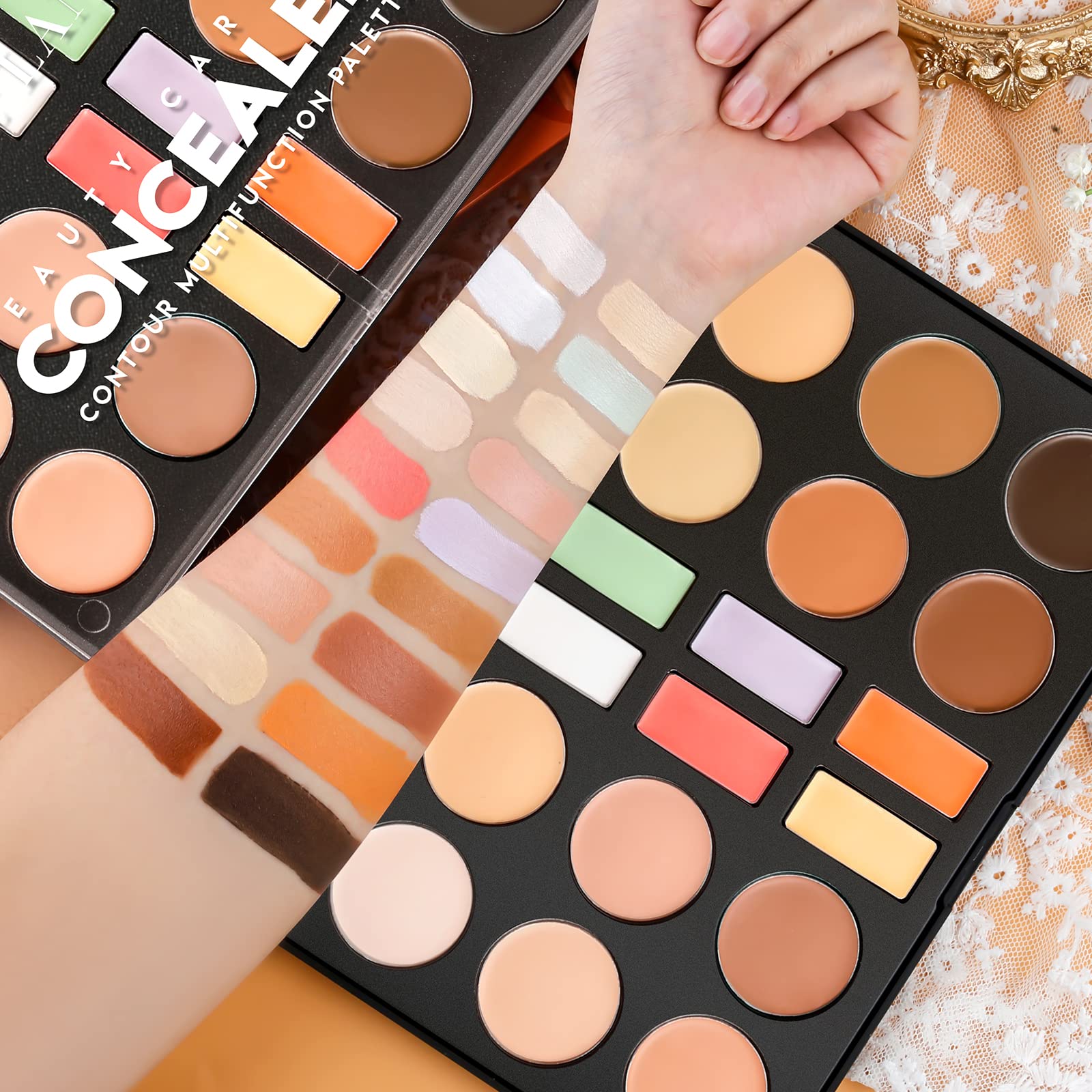 Contour Concealer Cream Makeup Palette Kit, Face Contour Cream Foundation,Full Coverage Concealer Palette, Facial Camouflage Contour Pallet with True Complexion High Pigmented Waterproof