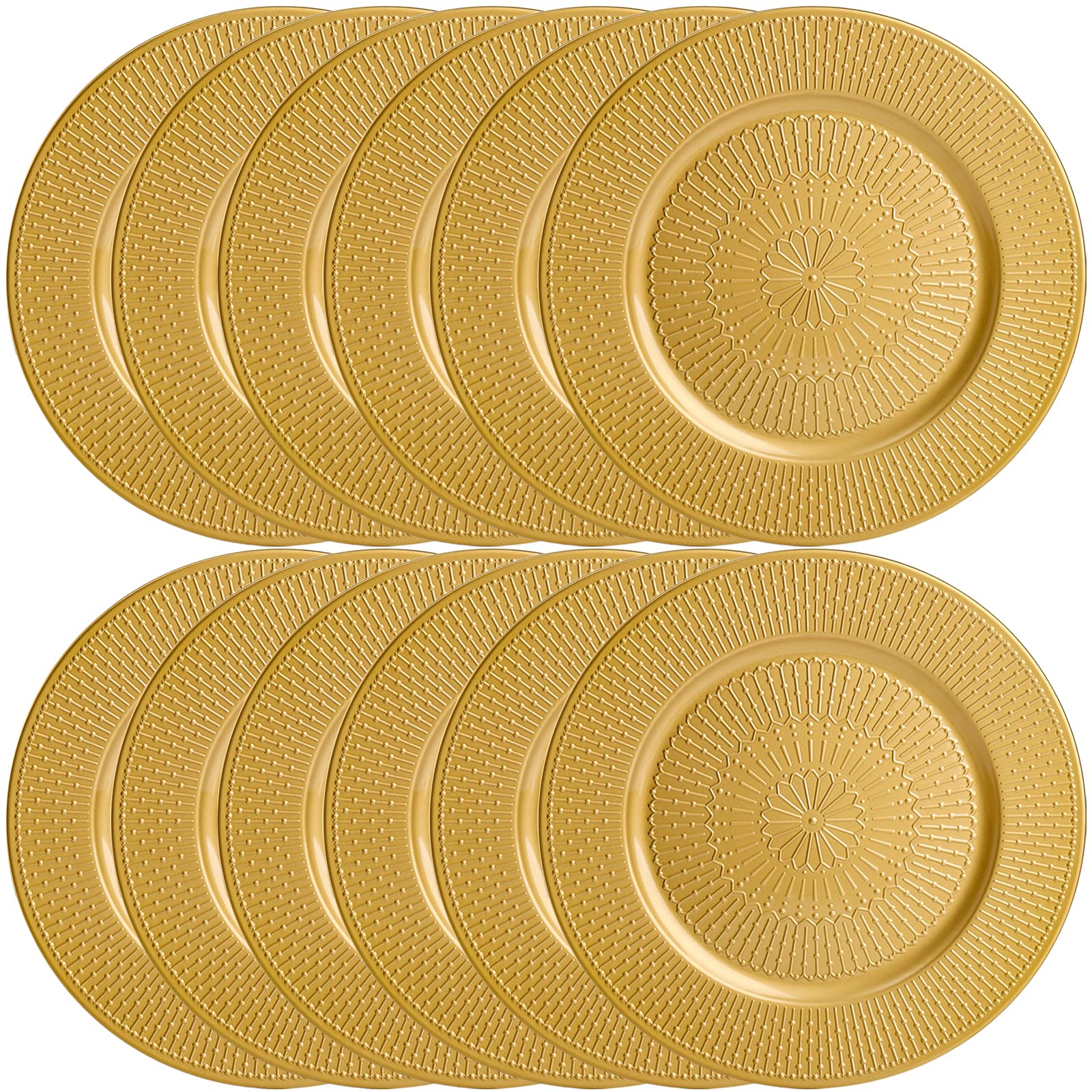 DEAYOU 12 Pack Gold Charger Plate, 13-inch Beaded Chargers Plates, Wedding Charger Platter for Serving, Party, Holiday