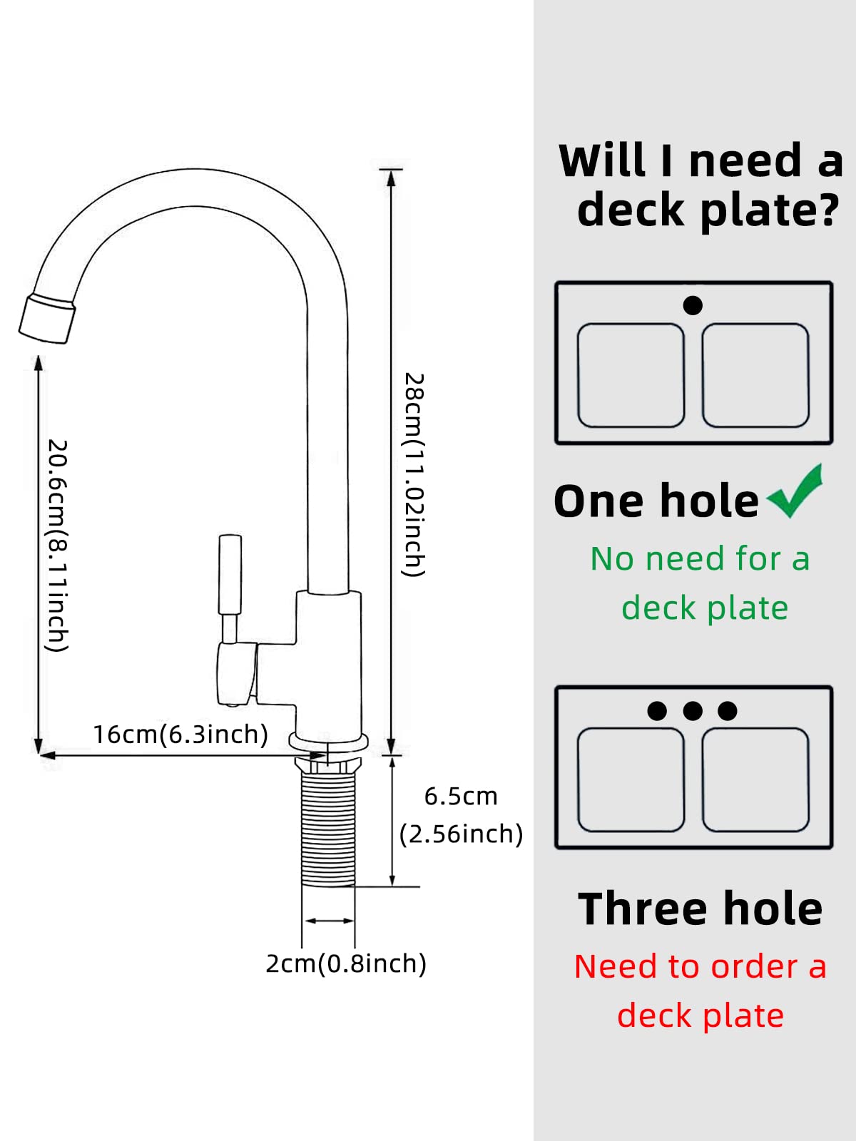 Cold Water Only Faucet SUS304 Stainless Steel Faucet for Kitchen Sink