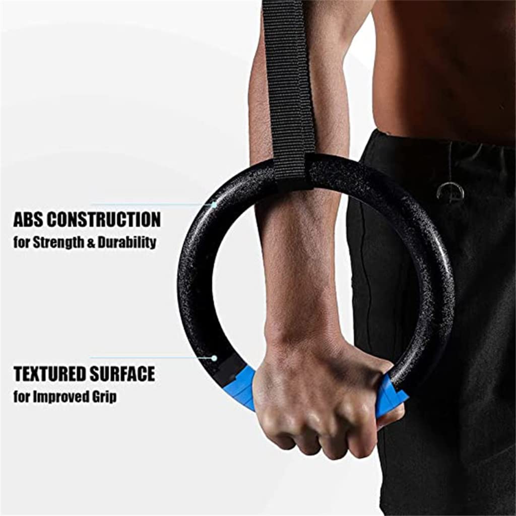 DHTDVD Gymnastics Rings Adjustable Buckle Workout Fitness Bodybuilding Pull-Ups Non-Slip Exercise Rings Gym Strength Training