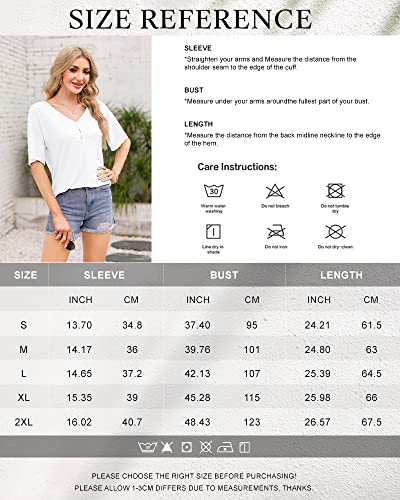 NIUBIA Women's Fashion Summer V-Neck Half Sleeves Oversized T Shirt Casual Loose Basic Tops Green