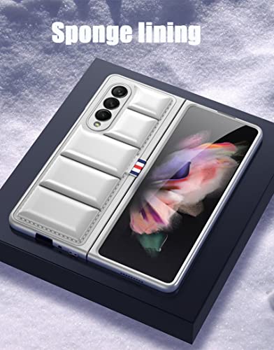 SHIEID Samsung Z Fold 3 Case, Fold 3 Case Leather, Air Vest Phone Case Galaxy Z Fold 3 Case Compatible with Samsung Galaxy Z Fold 3 5G, Silver