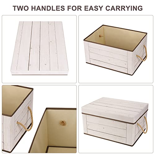 Livememory Storage Bins with Lids - 2 Pack, Decorative Storage Boxes with Lids and Handles