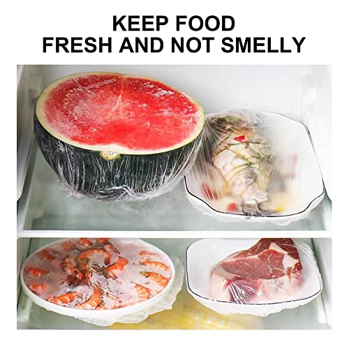 Fresh Keeping Bags 100 pcs, Food Cover, Plastic Bowl Covers Reusable, Plastic Wrap with Elastic for Fruit Vegetable, Meat and Food