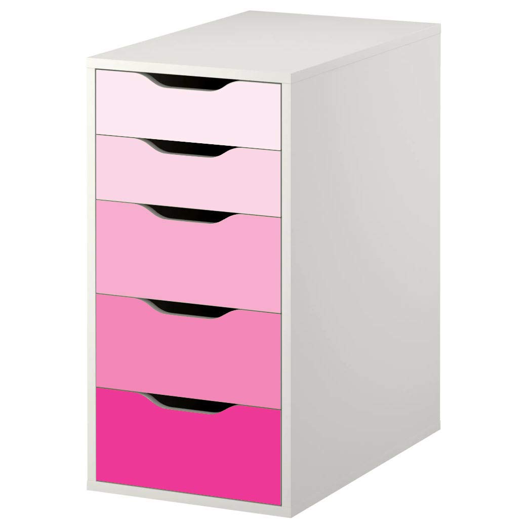 Decals for Alex Drawers in Pink Ombre, Self-Adhesive Decals, Peel and Stick Furniture Stickers/Decals, Removable Furniture Skin for The Alex Unit, Furniture NOT Included (for 5-Drawer Unit)