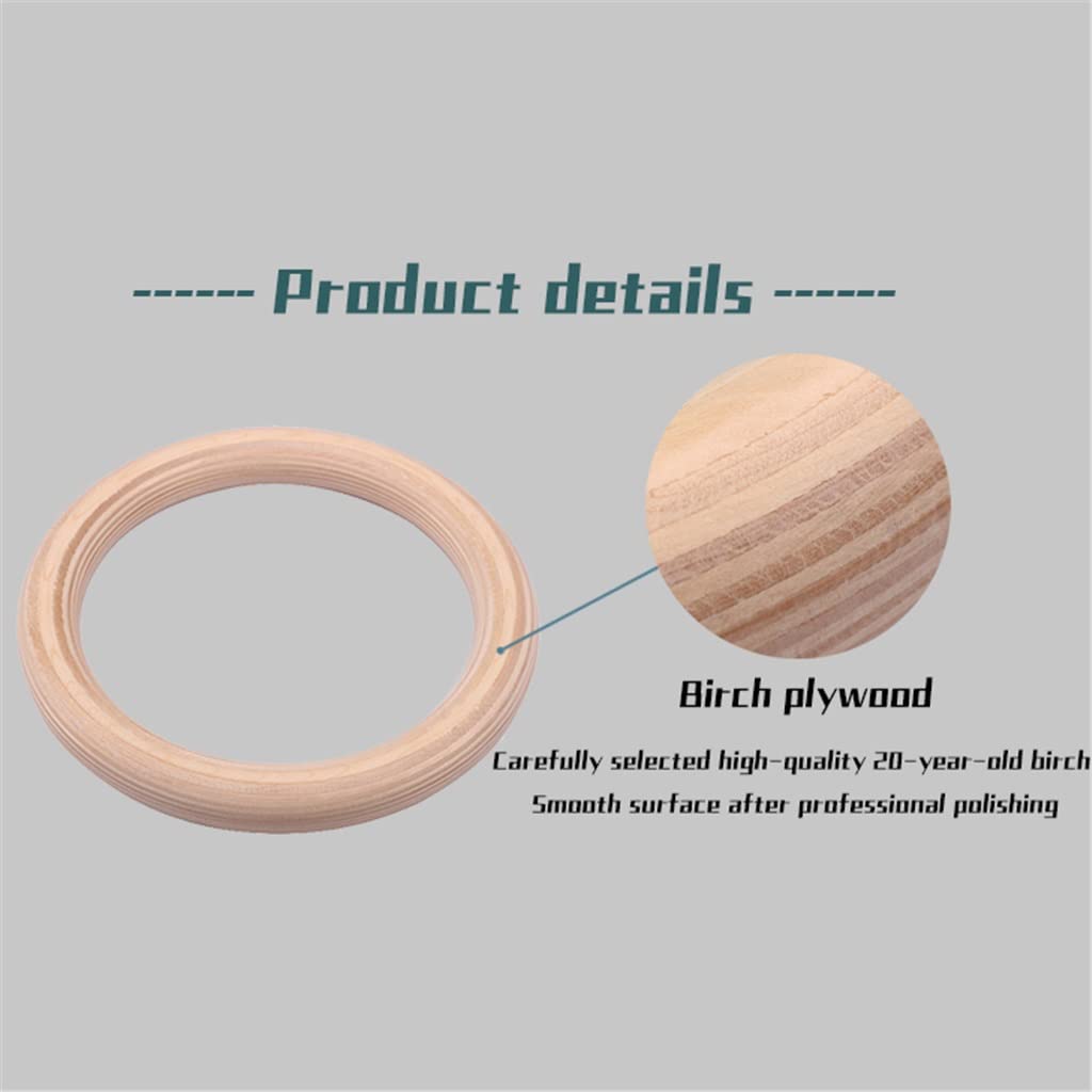 DHTDVD Straps Wooden Gymnastic Ring Adjustable Home Fitness Strength Training Gym Pull-up Free Non Slip Adhesive Tape