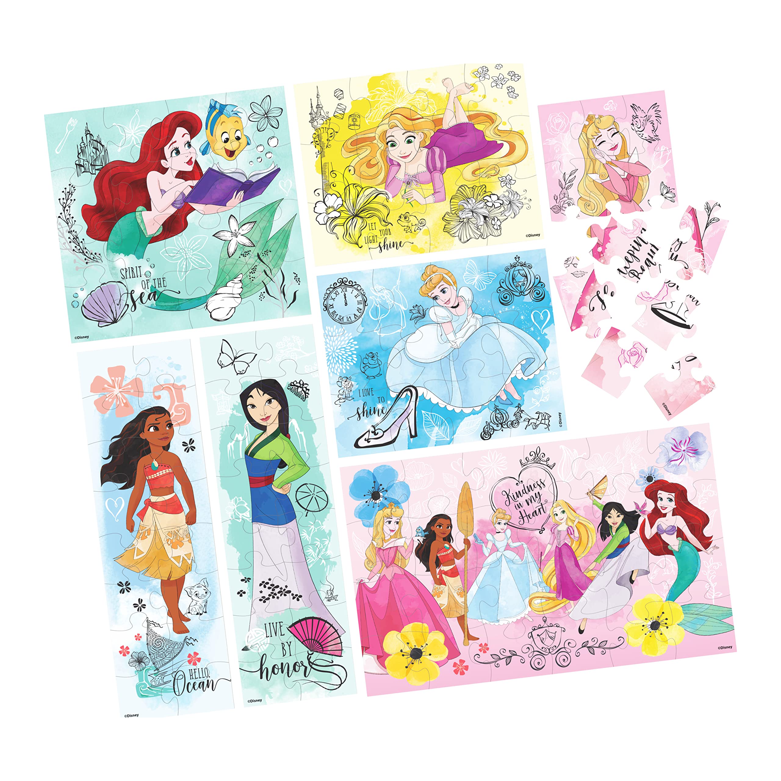 SPIN MASTER GAMES Trolls World Tour Jigsaw Puzzles for Kids, Set of 7 Wood Puzzles with Storage Box, for Families and Kids Ages 4 and up