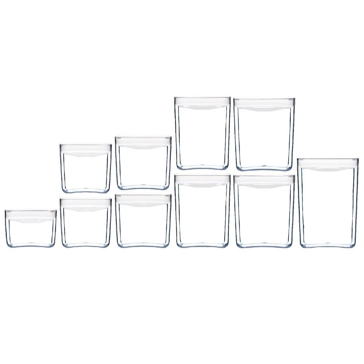 ClickClack Cube Pantry Food Storage Canisters, 1.0qt(×1)1.5qt(×2)2.0qt(×2)3.0qt(×2)3.5qt(×2)4.0qt(×1), White