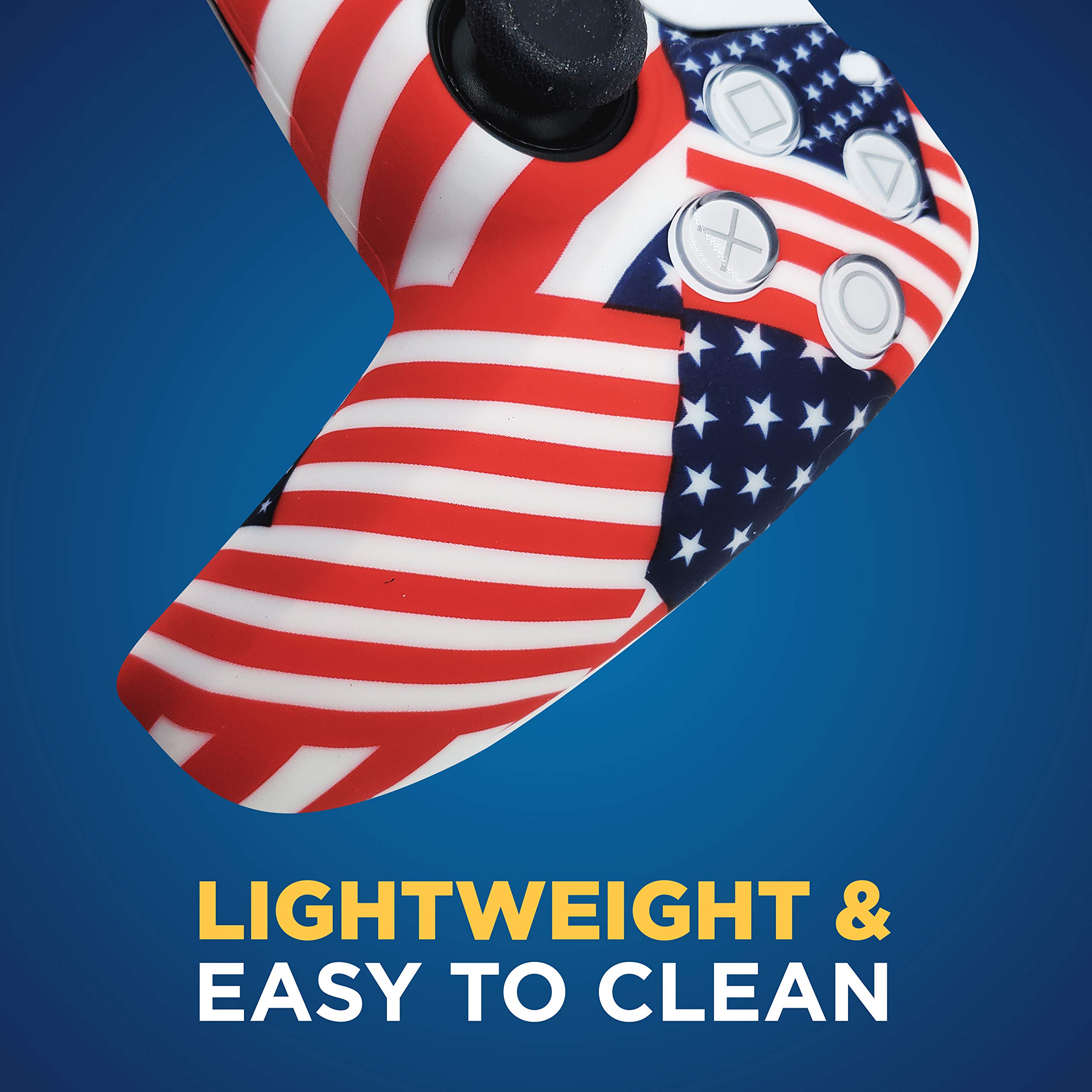 PS5 Silicone Gel Grip Controller Cover Skin Protector (USA Flag) Compatible for Sony PlayStation 5 DualSense Wireless Controller Protector Covers