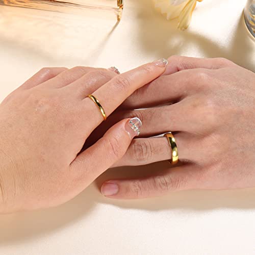 Diamday 2mm 925 Sterling Silver Gold Rings for Women Men High Polish 18k Gold Filled Stackable Band Rings Gold Wedding Band Stacking Knuckle Thumb Statement Rings Comfort Fit Size 7