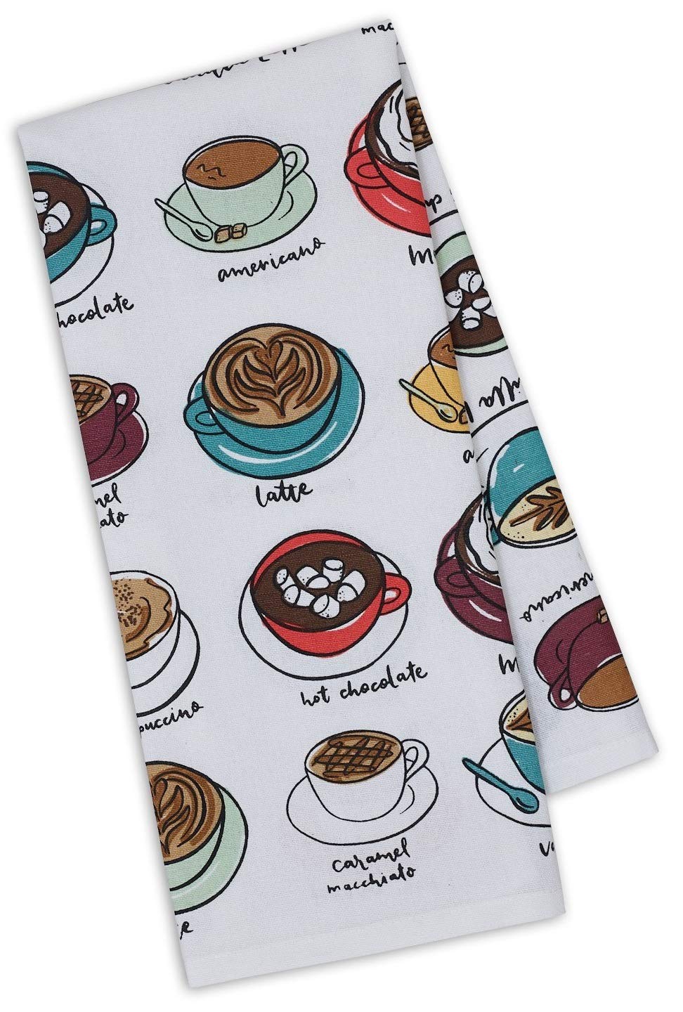 Coffee Theme Kitchen Towels | Set of 3 Cotton Decorative Towels with Coffee Cup, Pot, Mug Print for Dish and Hand Drying | 18 inch x 28 inch
