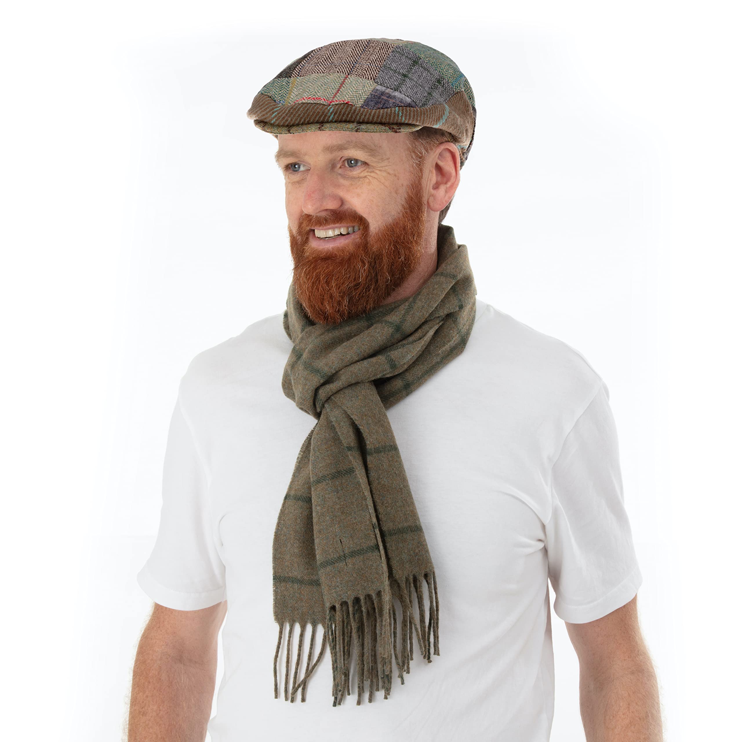Celtic Weave Patch Tweed Flat Cap Also Called Irish Flat Hats Random Unique Colors Scally Cap for Men Driving Cap